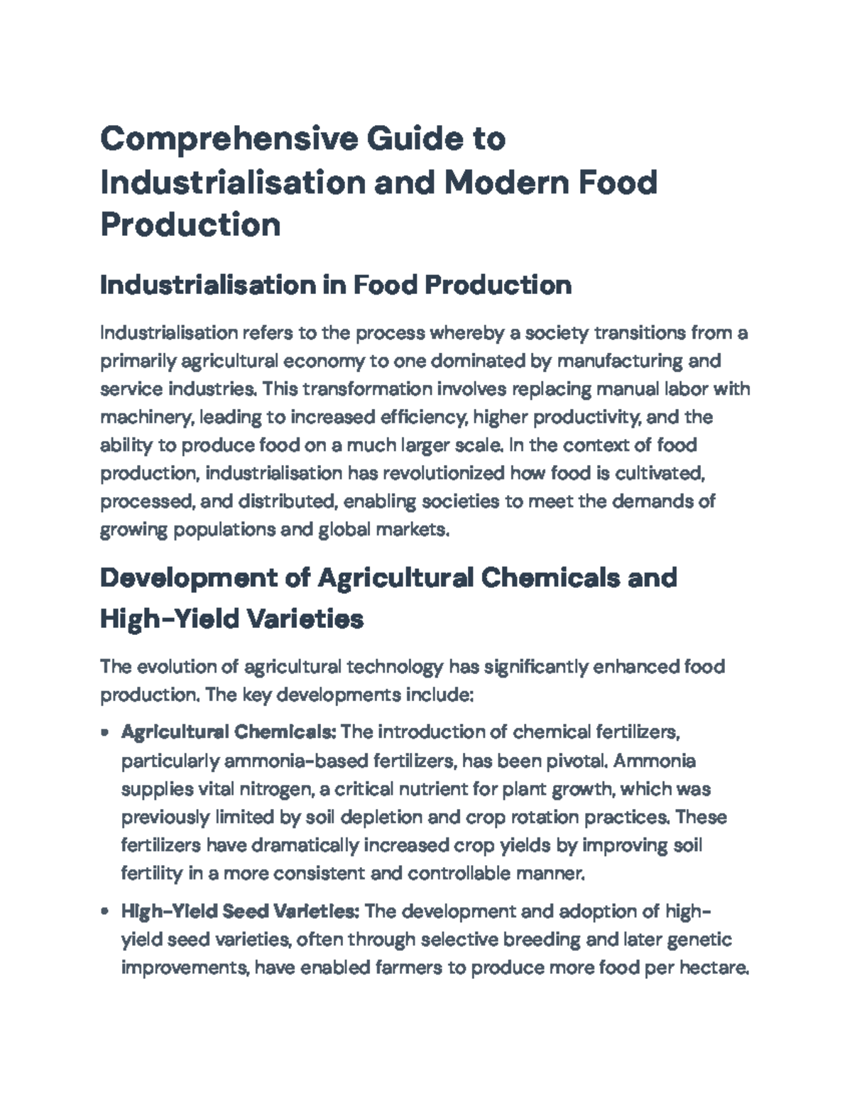 Industrialisation and Modern Food Production: A Comprehensive Overview ...