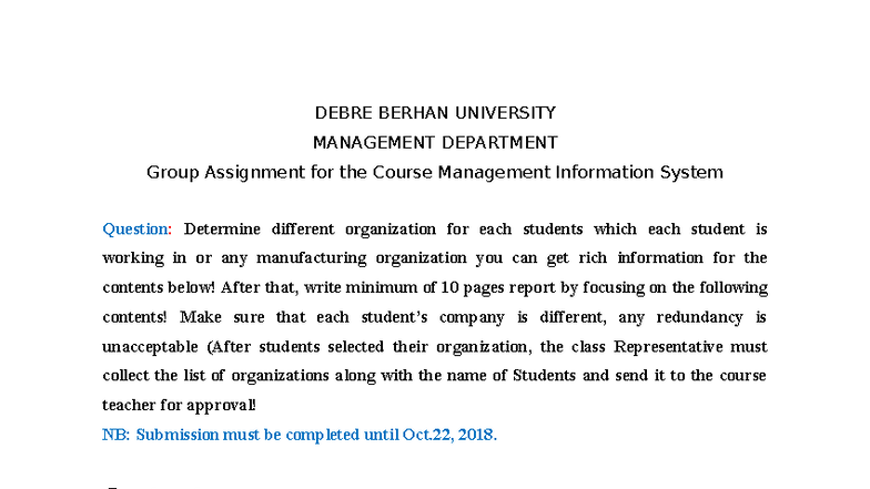 MIS Group Assignment - Management Information System (MIS) Report - Studocu