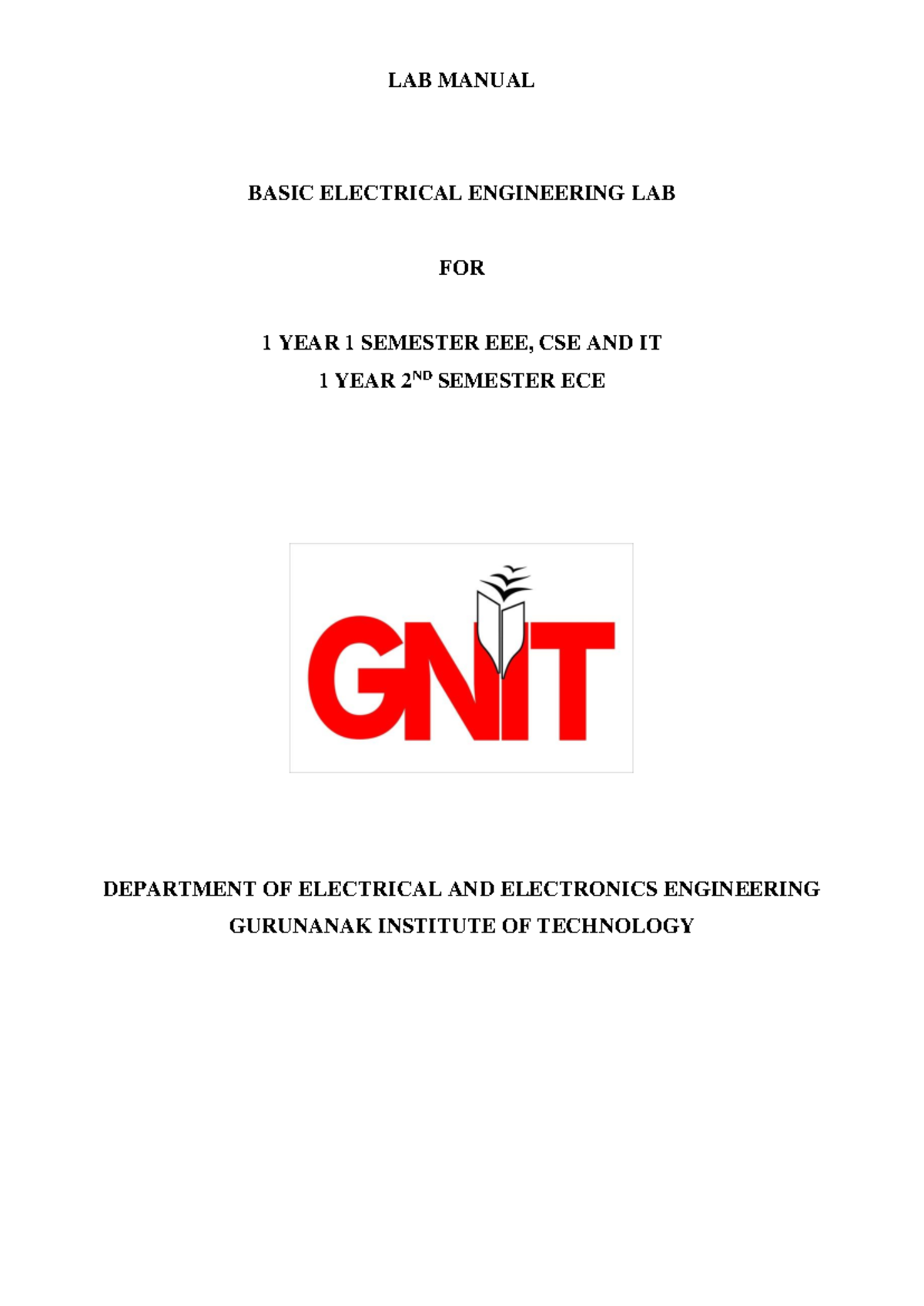 BEE LAB Manual - ViVa Questions and Experiments for EEE/CSE/ECE - Studocu
