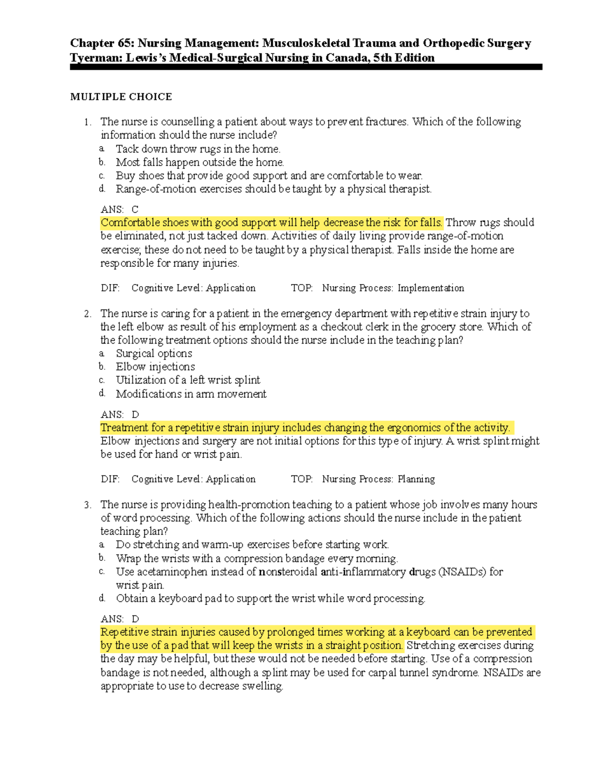 Chapter 65: Nursing Management of Musculoskeletal Trauma & Ortho ...