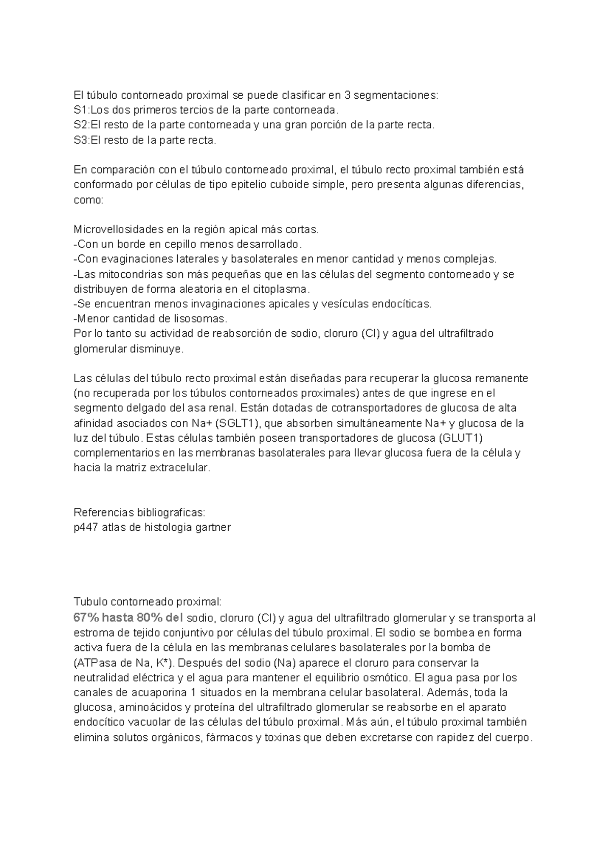 Histología del Túbulo Recto Proximal: Estructura y Función - Studocu