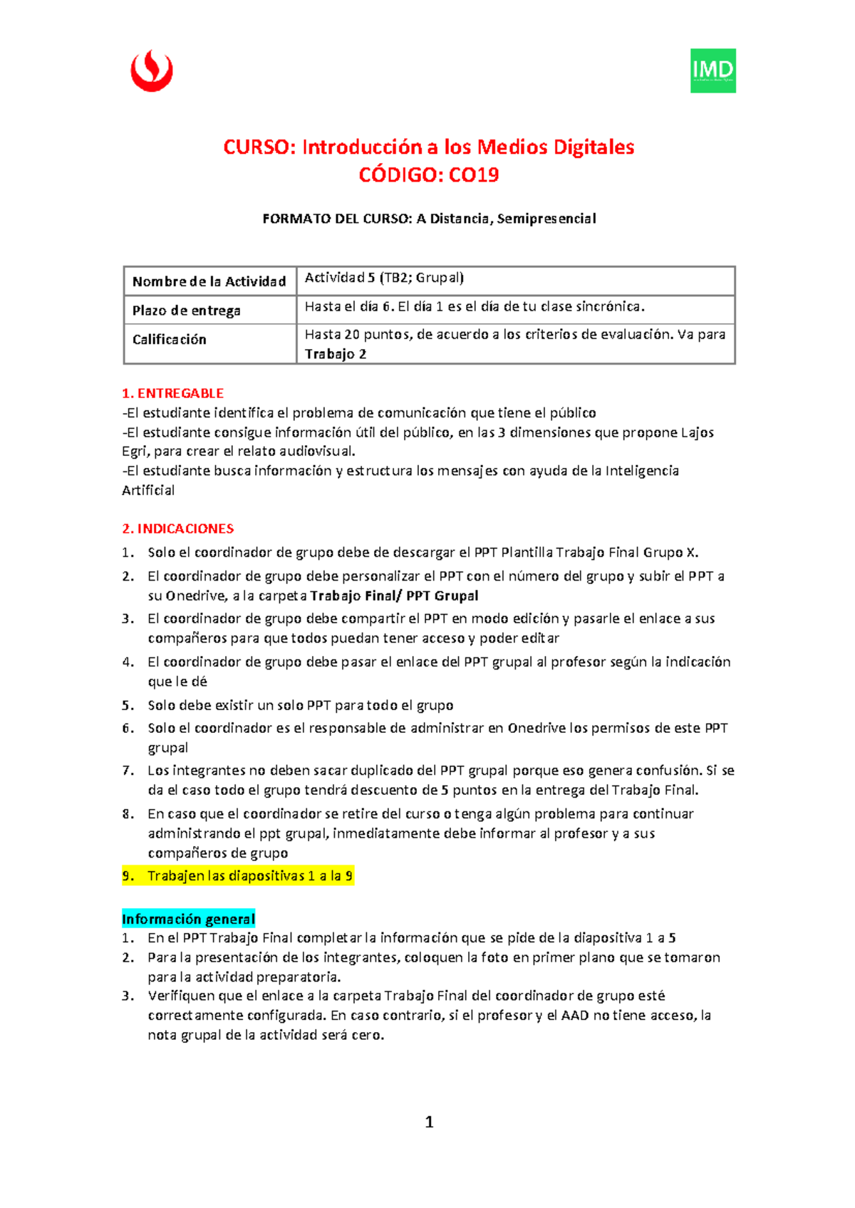 Guía de Actividad 5 - Curso CO19: Introducción a los Medios Digitales ...