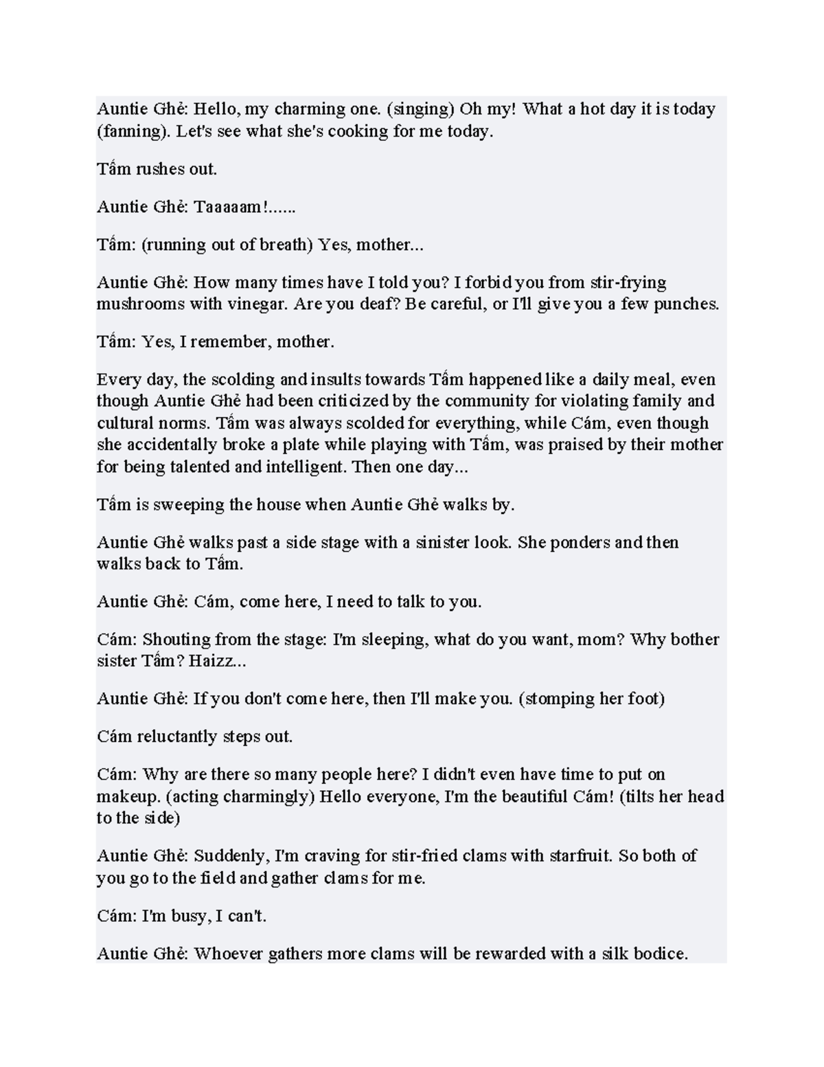 Tấm Cám: A High School Adaptation of the Classic Tale - Studocu