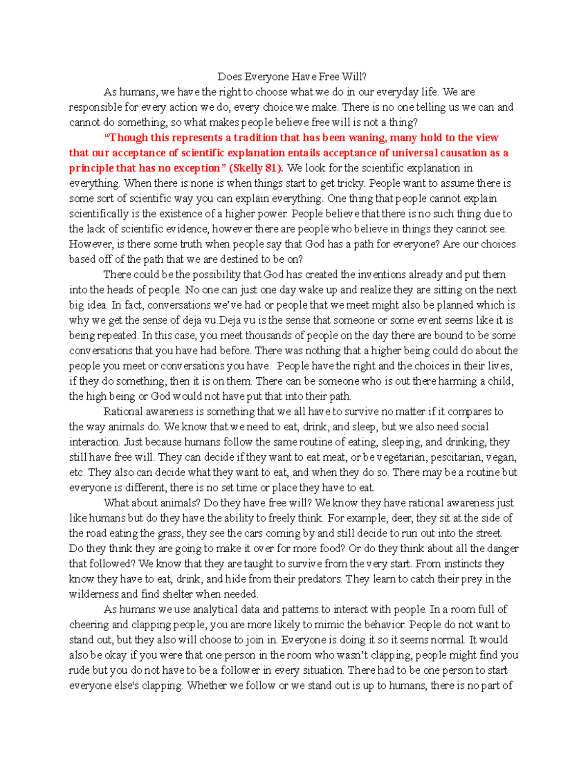 Free Will Essay - A Personal Perspective on Choices and Destiny - Studocu
