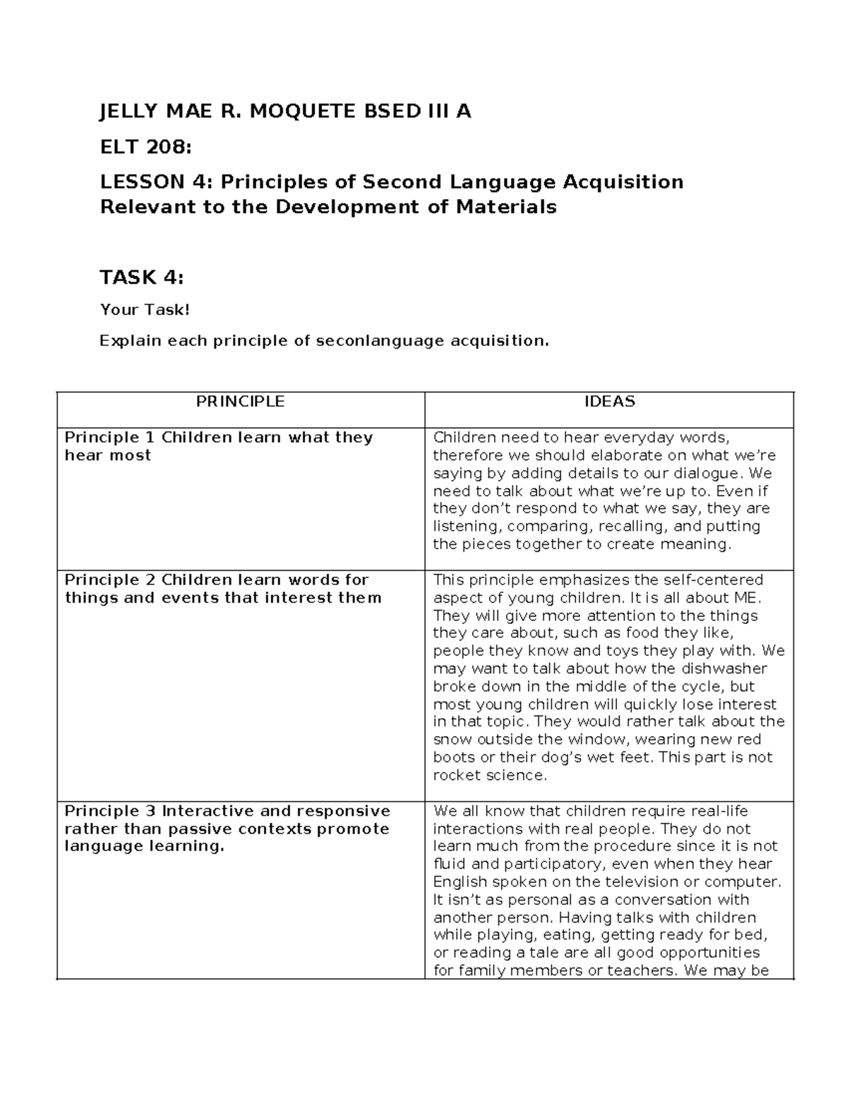 BSED A ELT 208: Lesson 4 & 5 - Principles of Language Acquisition ...