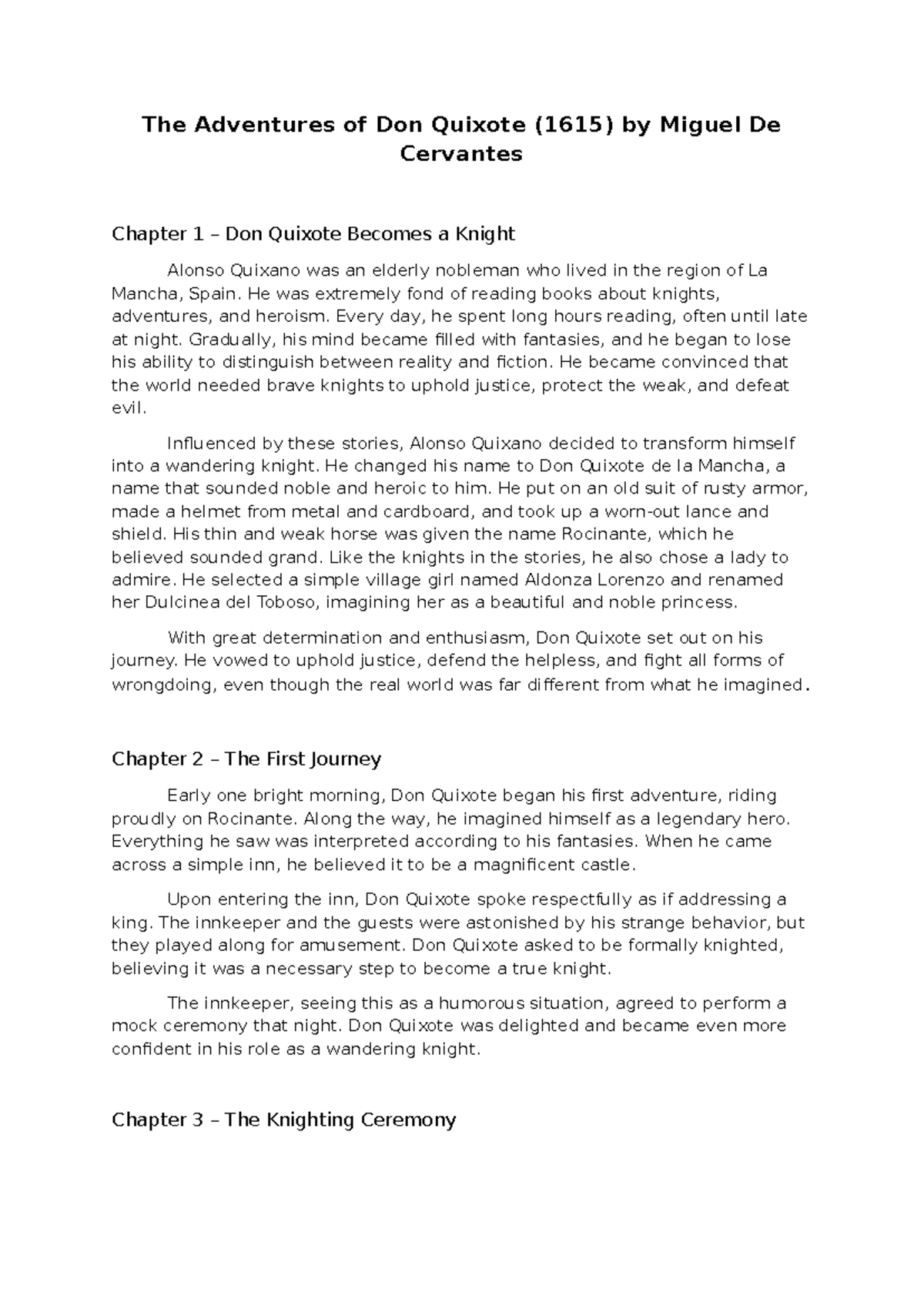 The Adventures of Don Quixote (1615) - Chapter Summaries and Analysis ...