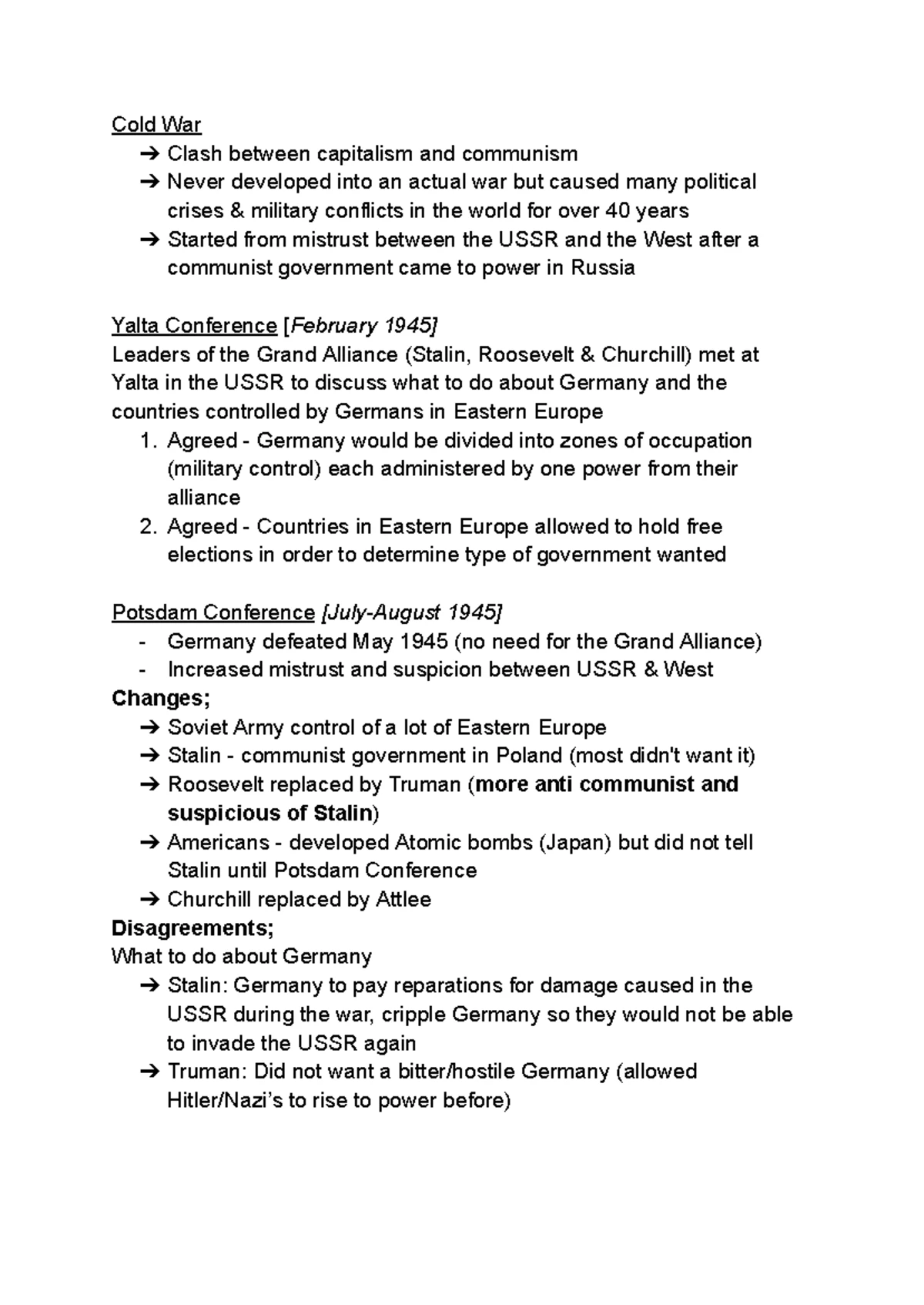 Cold War Overview: Origins, Key Policies, and Major Events - Studocu