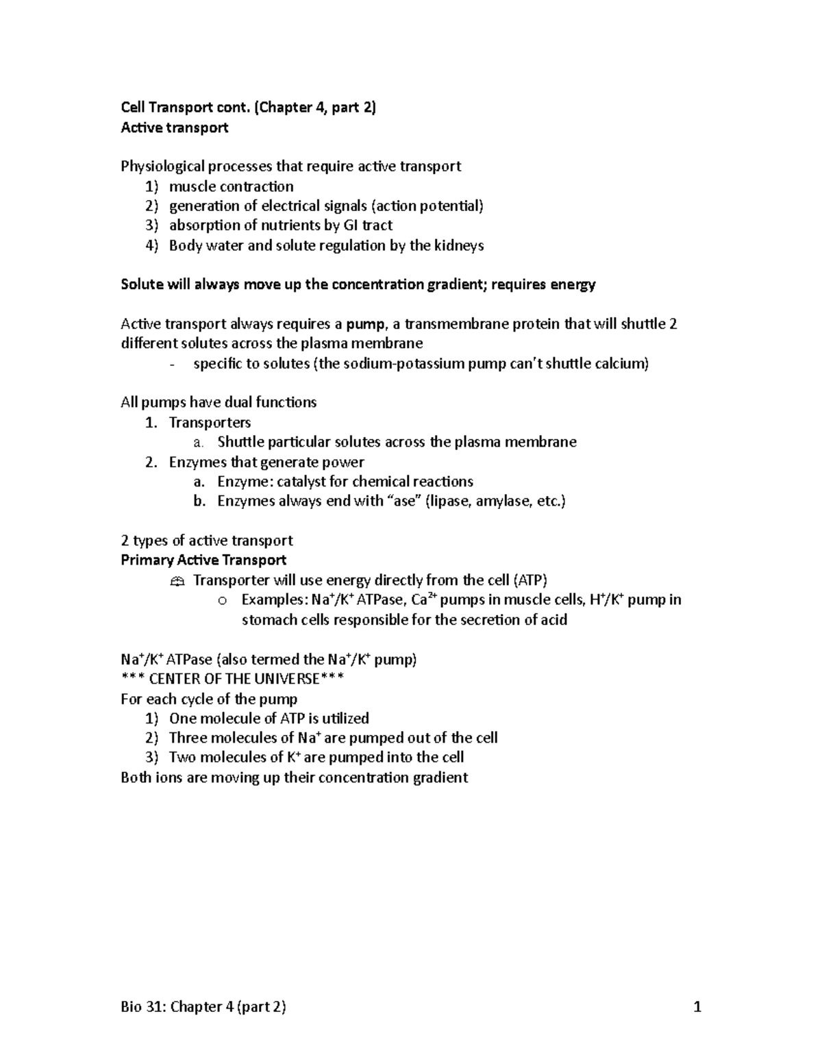 Chapter 4.2 - Active Transport and Cell Membrane Dynamics - Studocu