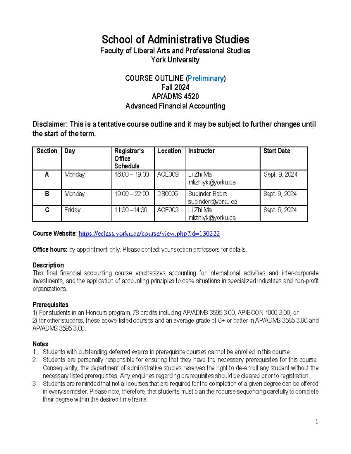 F24-ADMS-4520 Advanced Financial Accounting Course Outline - Studocu
