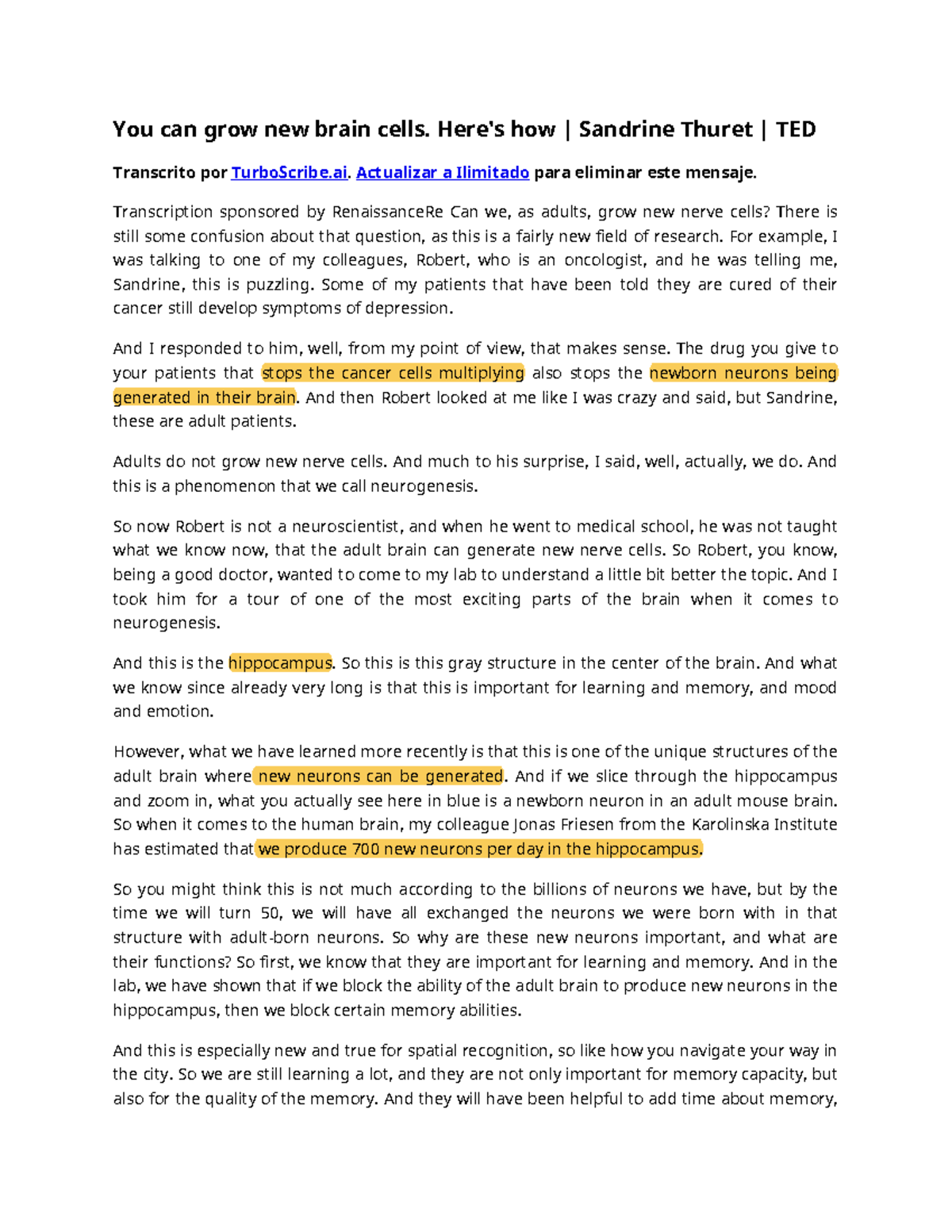 Neurogenesis: How Adults Can Grow New Brain Cells - Sandrine Thuret TED ...