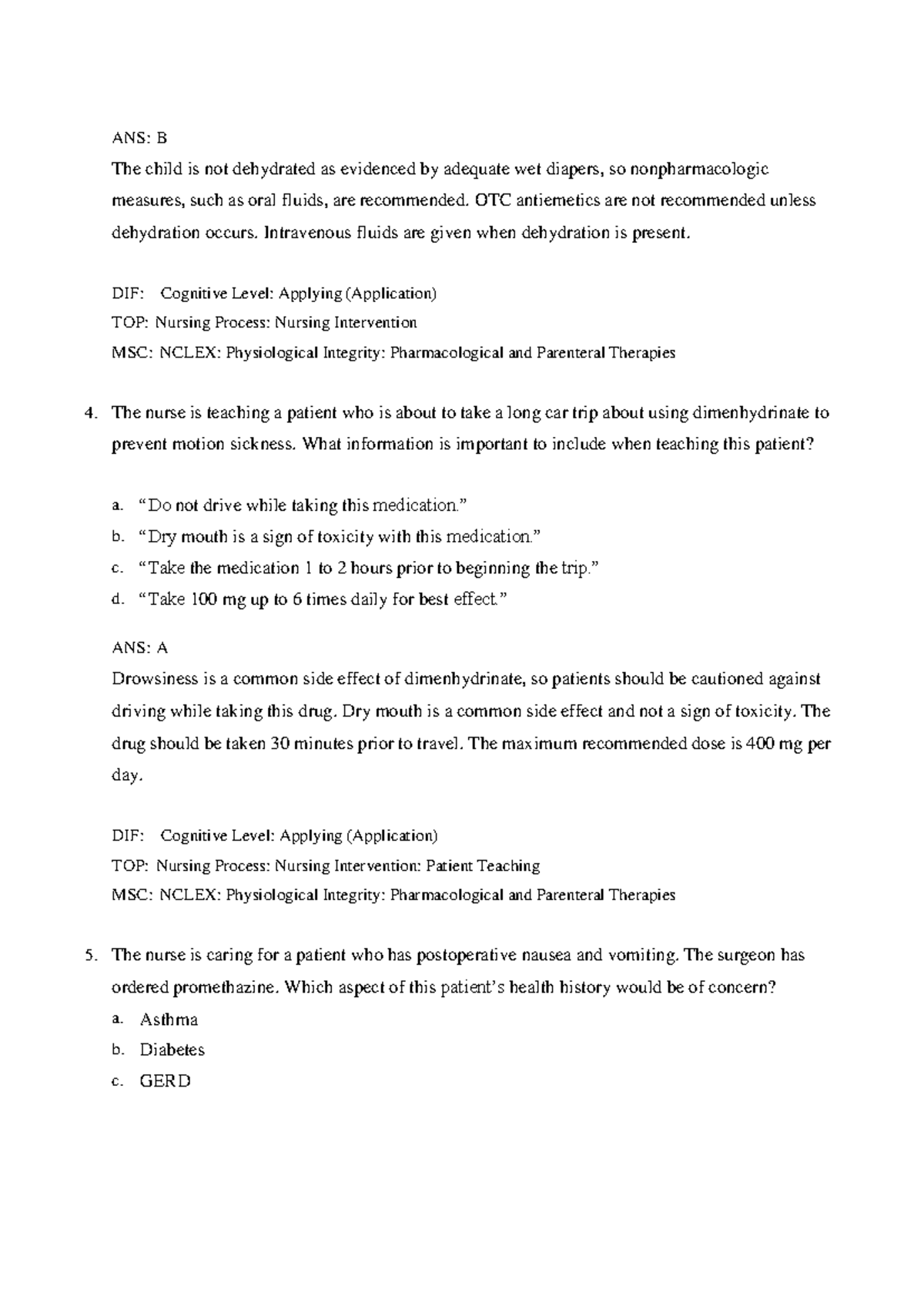 NUR 101: Patient Teaching on Motion Sickness Medications and ...