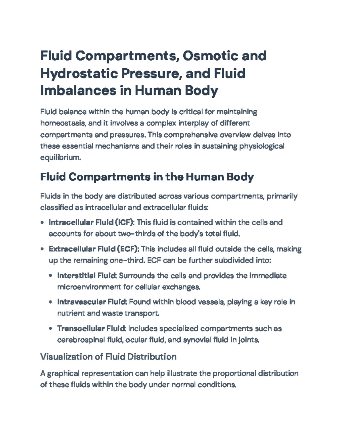 Fluid Compartments and Imbalances: Homeostasis Overview in Human Body ...