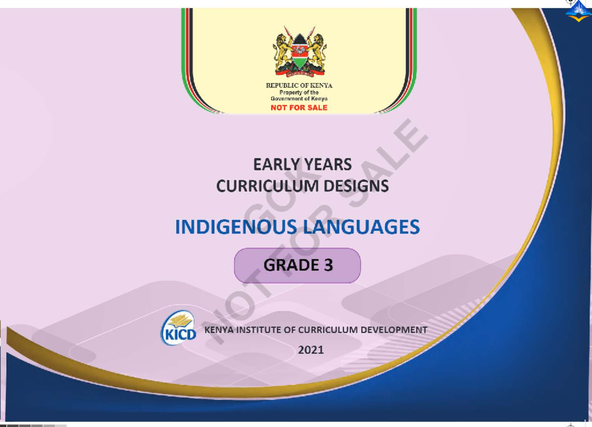 Grade 3 Indigenous Languages Curriculum Designs - KICD 2021 - Studocu
