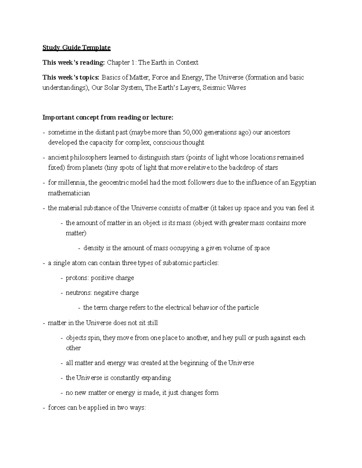 Geology Study Guide: Chapter 1 - The Earth in Context (MNU 101) - Studocu