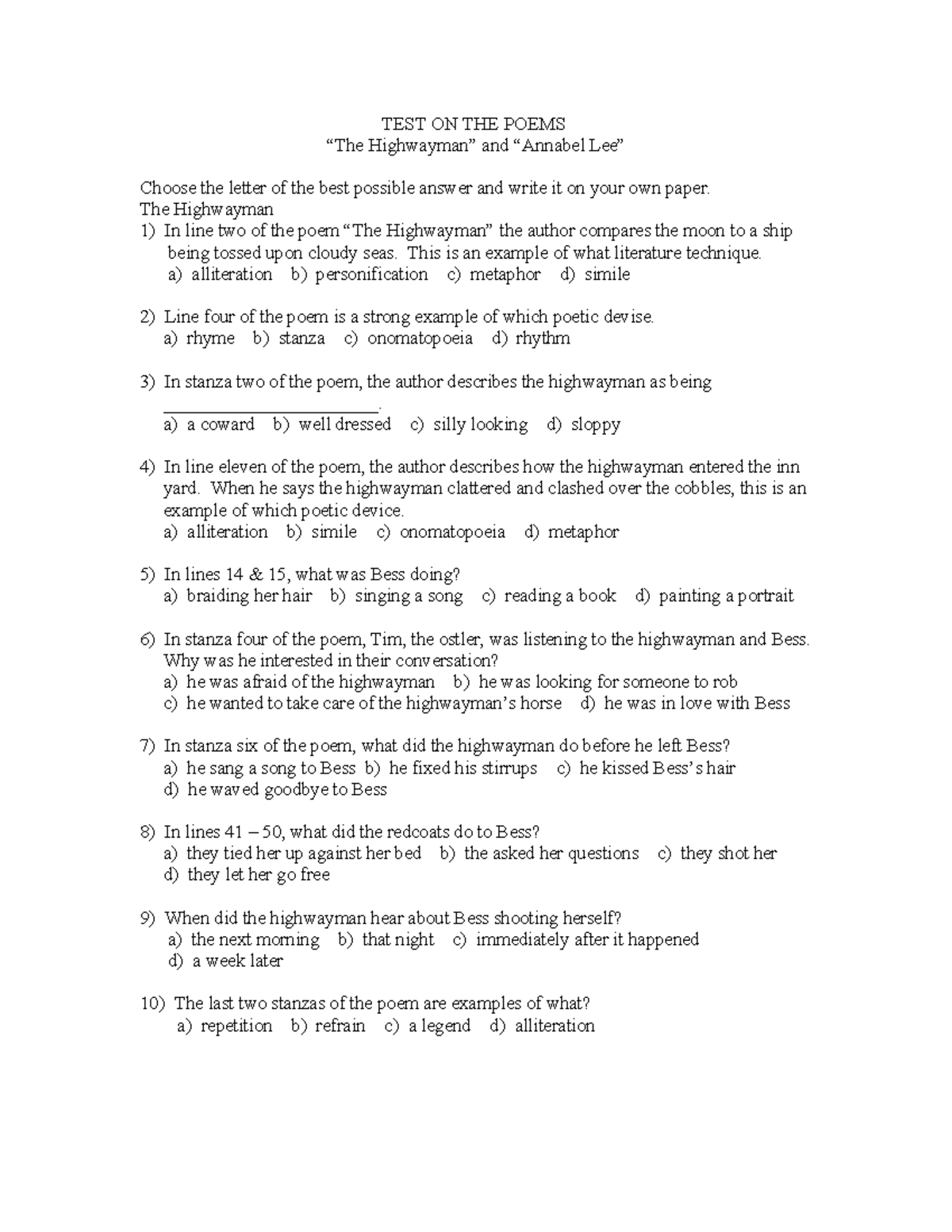 TEST ON THE Poems - It’s on a big story - TEST ON THE POEMS “The ...