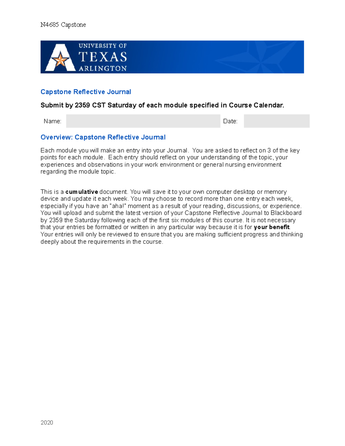 N4865 Capstone Reflective Journal: Week 1 Insights & Key Learnings ...