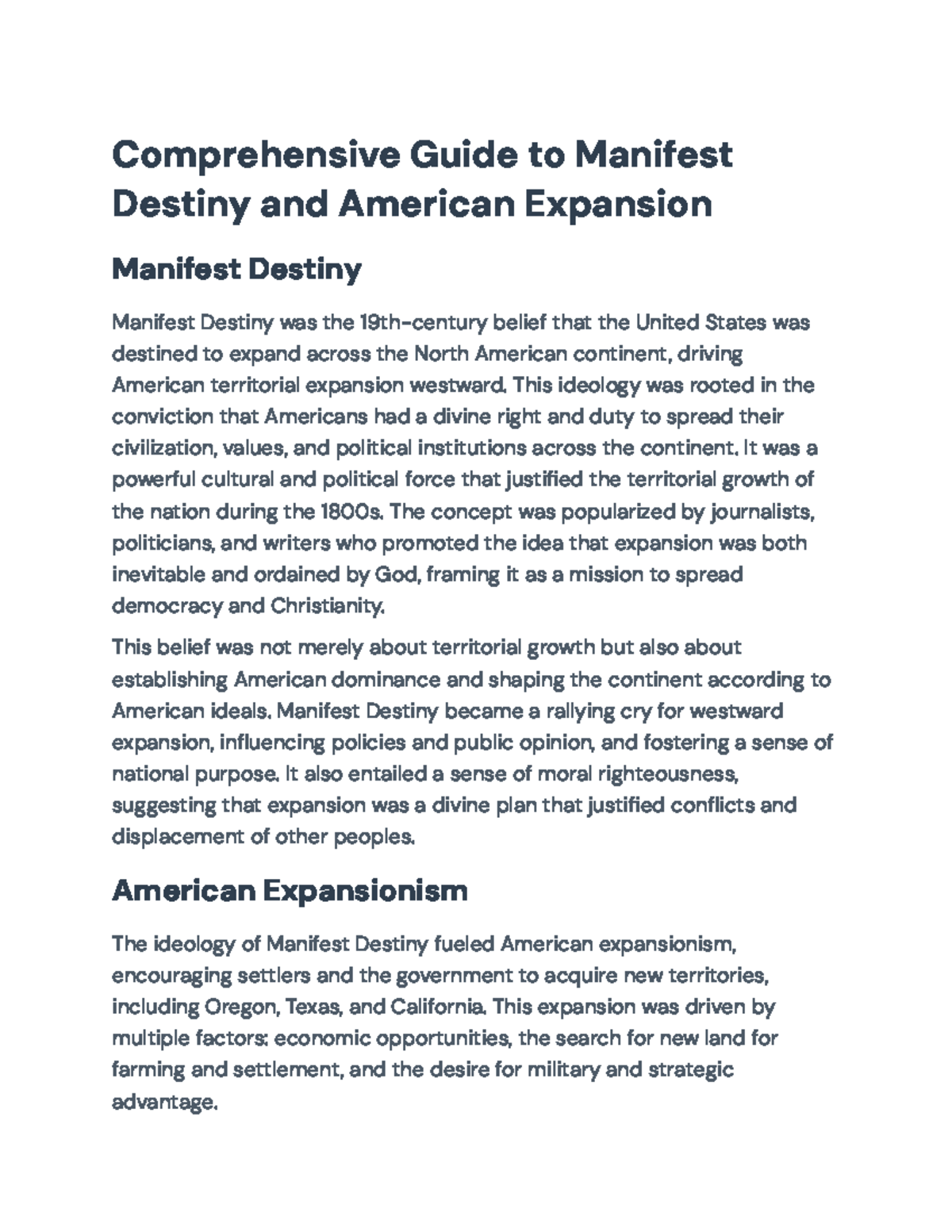 Comprehensive Overview of Manifest Destiny & Its Impact on US History ...