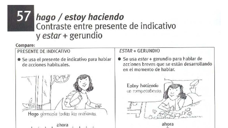 Contraste entre Presente de Indicativo y Estar Gerundio - Hiszpański ...