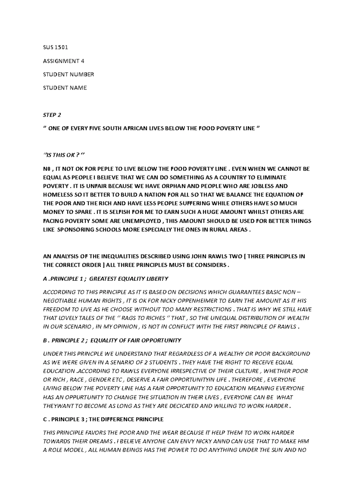 SUS1501 assignments-2-8 - SUS1501 Assignments 2- Assignment two ...