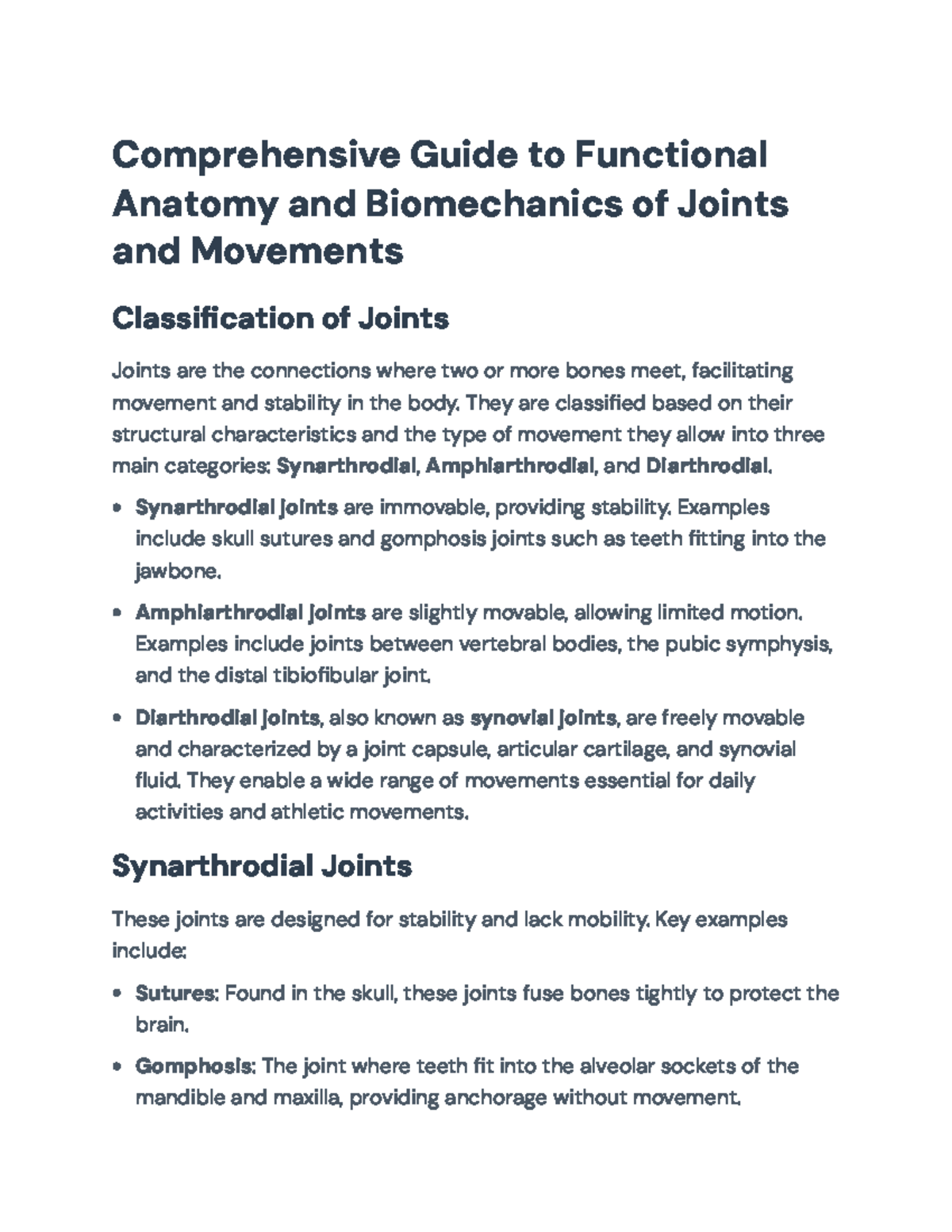 Functional Anatomy & Biomechanics of Joints: A Comprehensive Guide ...