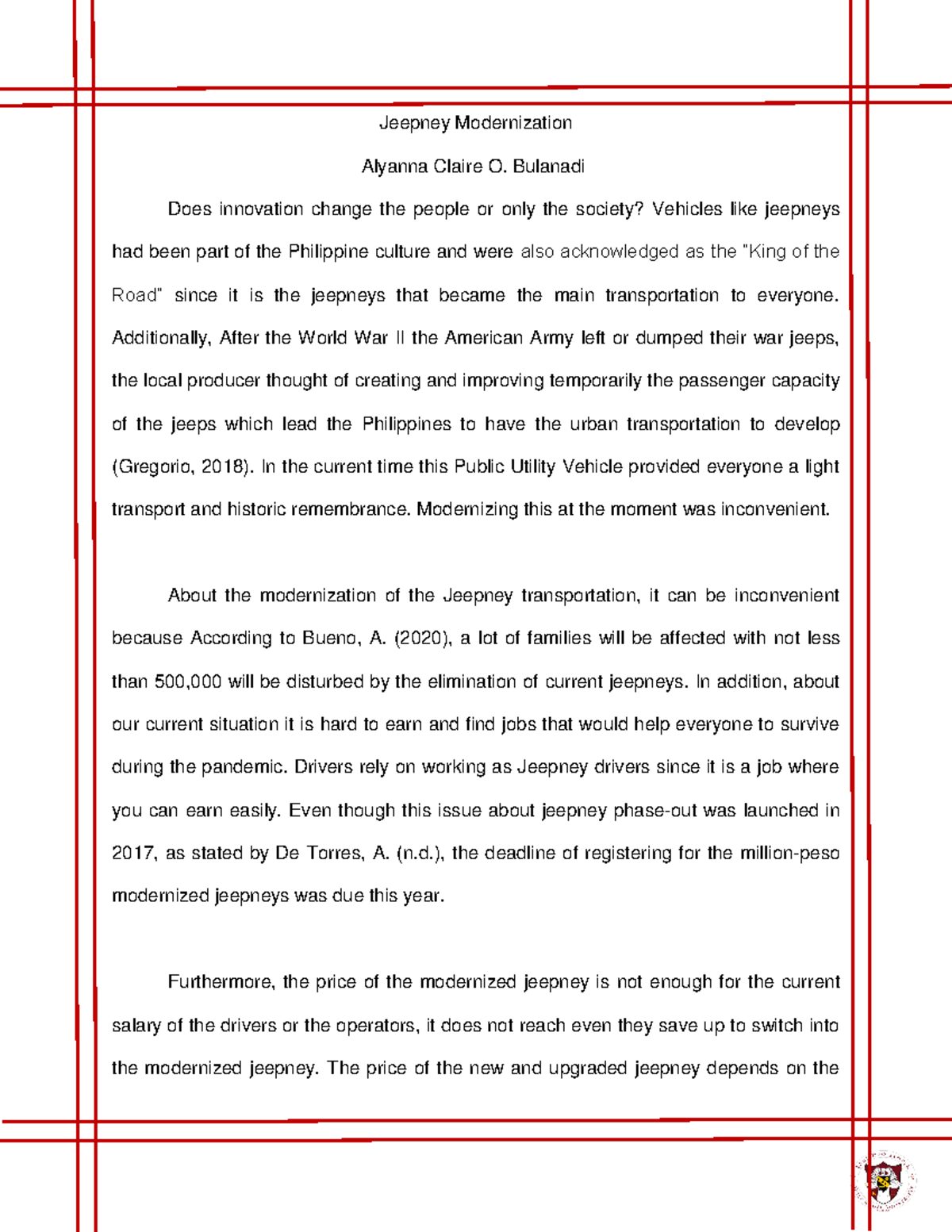 Jeepney Modernization Position Paper: Challenges and Impacts in the PH ...
