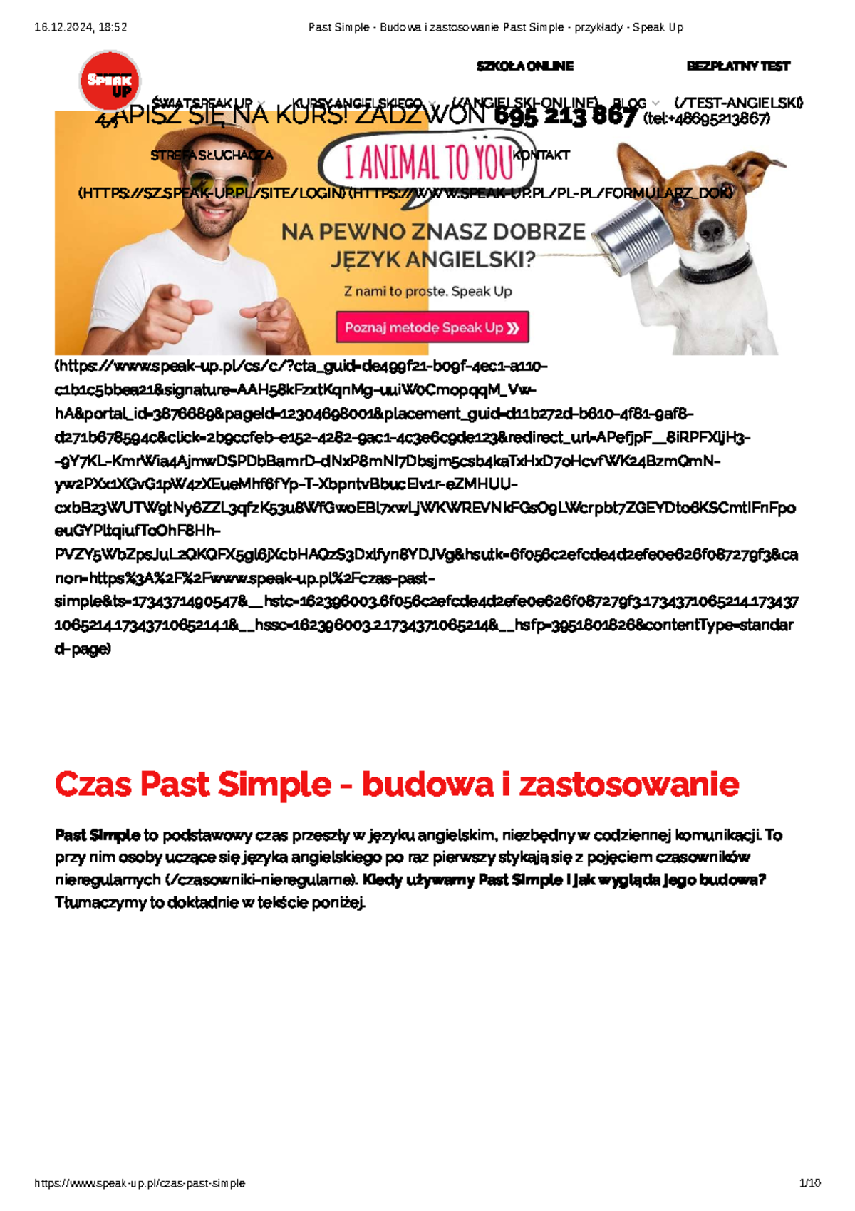 Past Simple: Budowa, Zastosowanie i Przykłady - Speak Up - Studocu