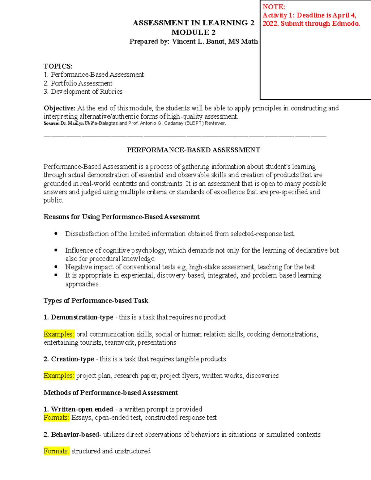 Assessment-IN- Learning-2-Module-2 - ASSESSMENT IN LEARNING 2 MODULE 2 ...