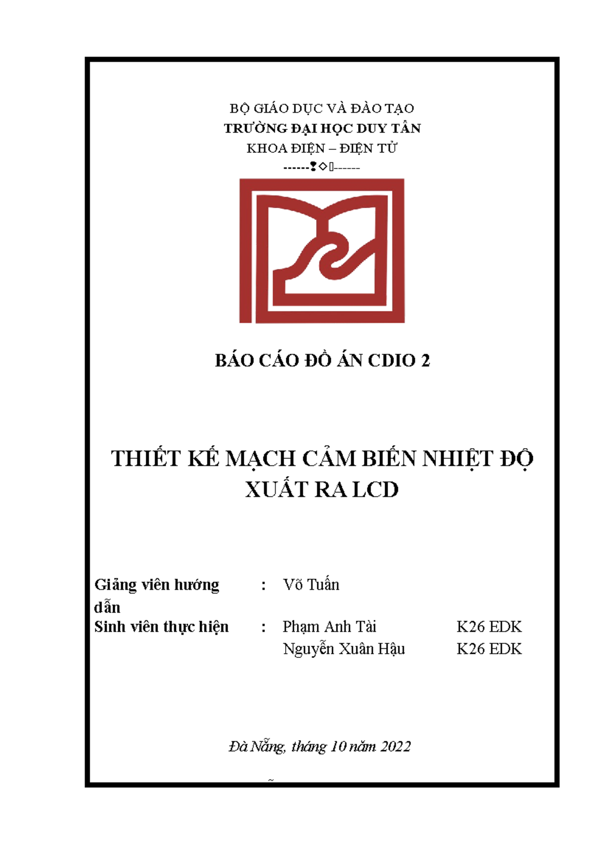 ĐỒ ÁN CDIO TÀI HẬU hoàn chỉnh - BỘ GIÁO DỤC VÀ ĐÀO TẠO TRƯỜNG ĐẠI HỌC ...