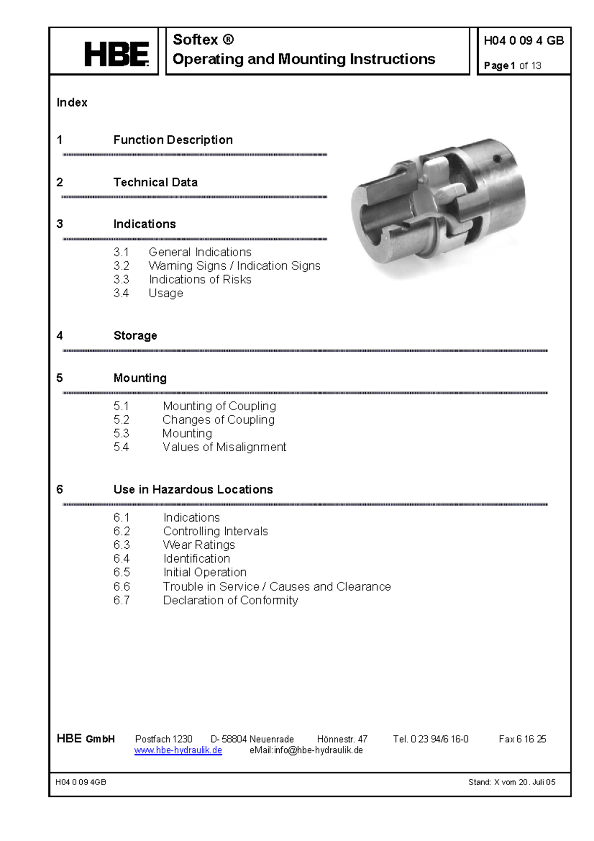 Softex Operating & Mounting Instructions H04 0 09 4 GB - Studocu
