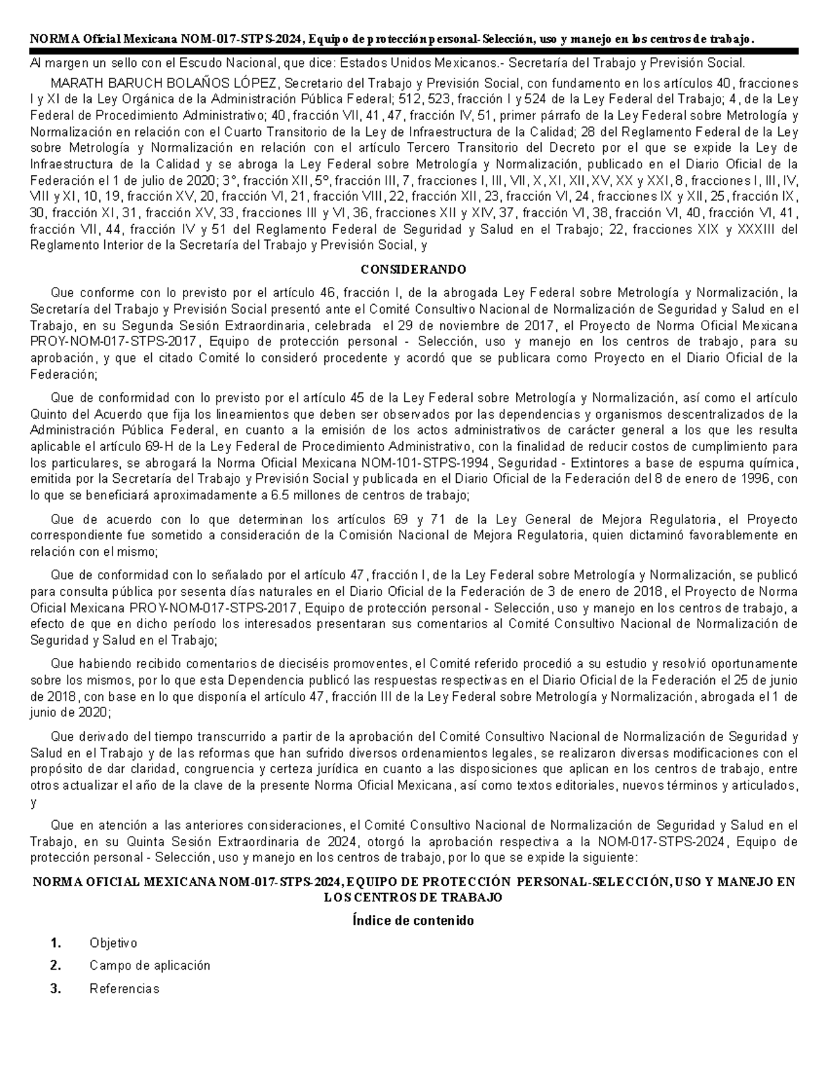 NOM 017 STPS 2024 - Uso y Manejo del Equipo de Protección Personal ...