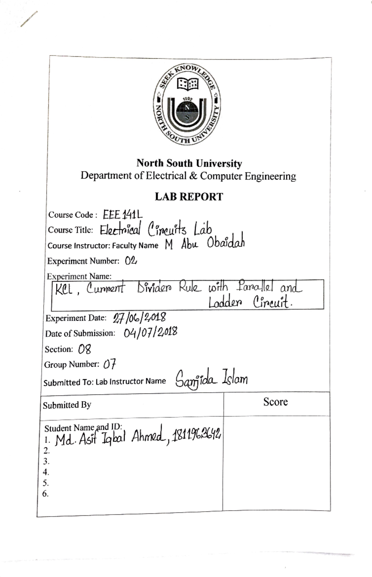 EEE 141 Lab 2 Report: Analysis and Findings - Studocu