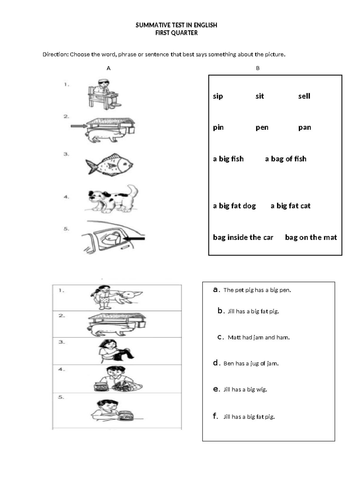 Summative TEST IN English - Elementary Education - SUMMATIVE TEST IN ...