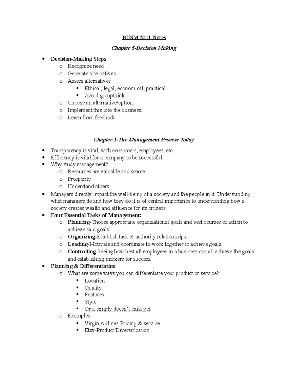 Principles of Management Midterm Exam Study Guide - McKee Chapter 1 ...