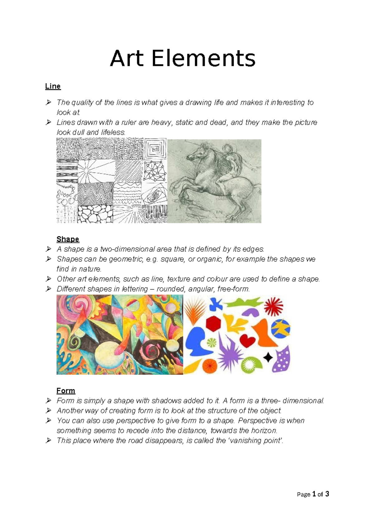 Art Elements: Understanding Line, Shape, Form, Tone, and Texture - Studocu
