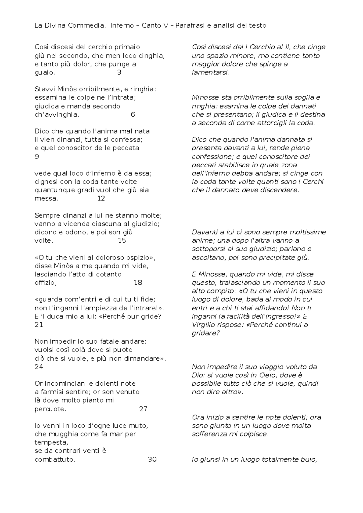 La Divina Commedia: Inferno Canto V - Parafrasi e Analisi del Testo ...