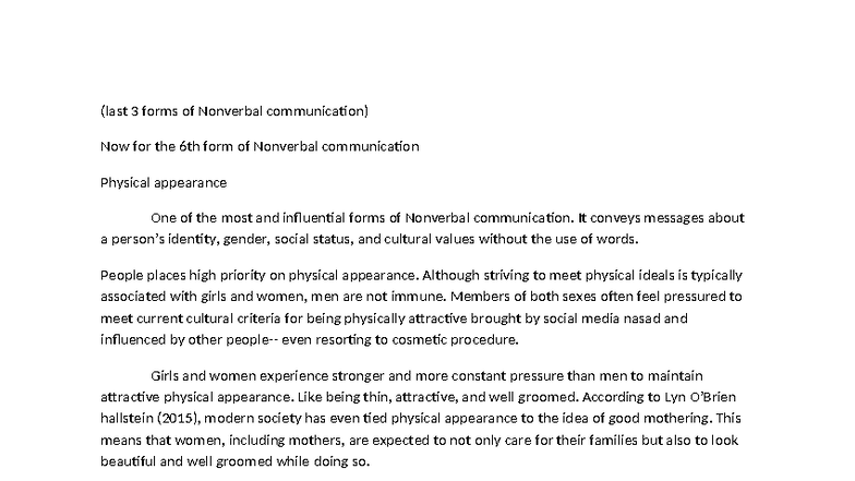 Last 3 Forms of Nonverbal Communication: Physical Appearance Insights ...