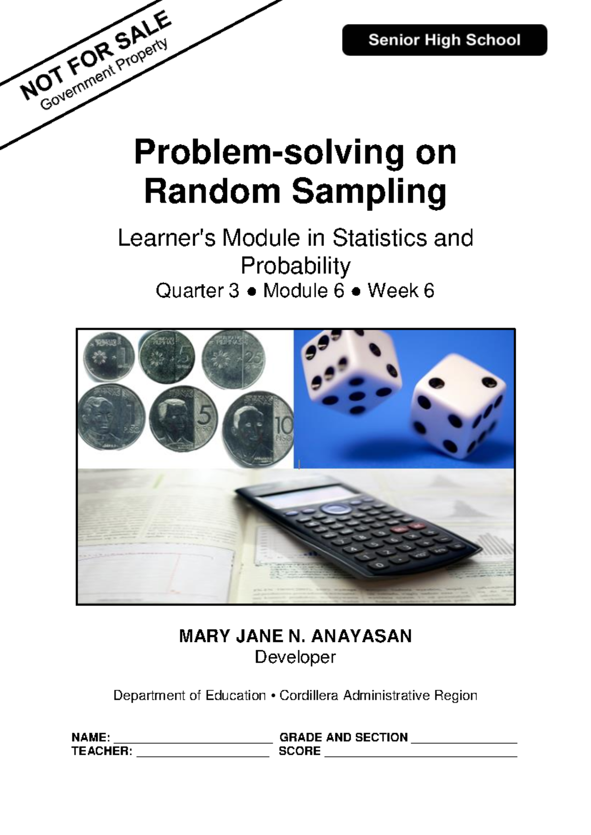 Stat Prob11 Q3 Week 6: Random Sampling in Statistics Module - Studocu