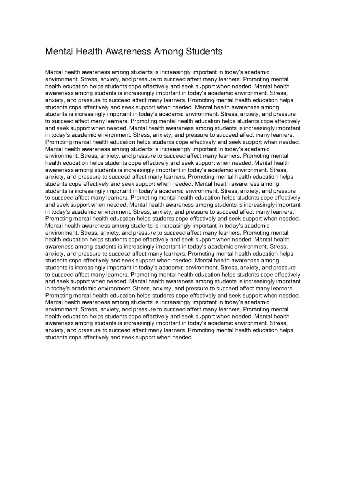 Mental Health Awareness Among Students: Importance and Support ...