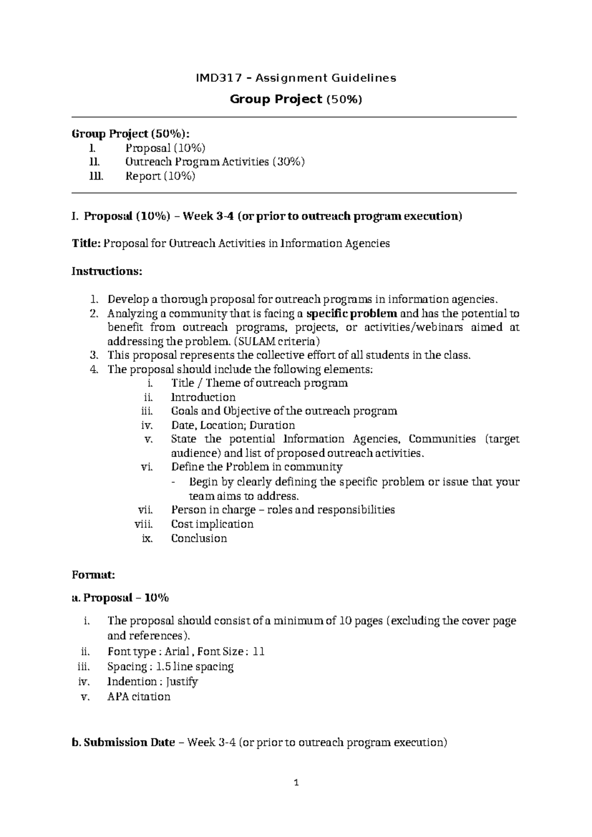 IMD317 Group Project Guidelines: Outreach Program Proposal & Activities ...
