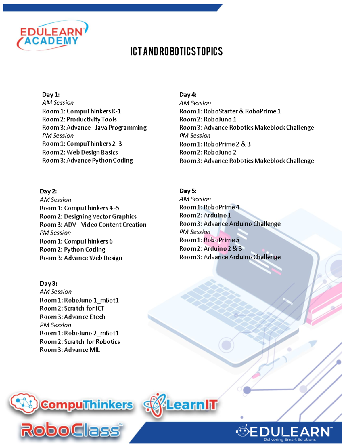 ICT & Robotics Training Schedule: Iloilo Cluster 2025 - Studocu