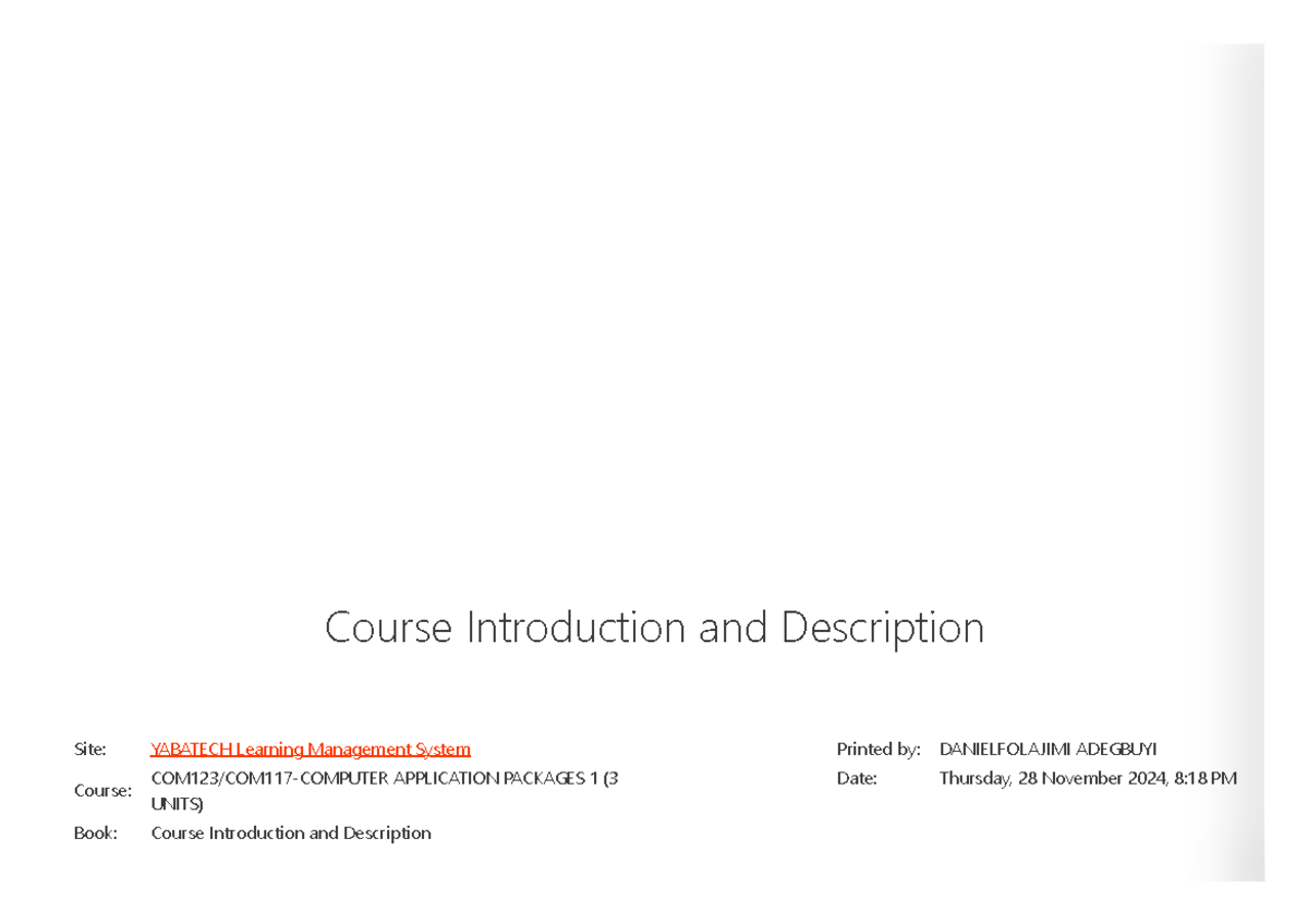 APPLICATION PACKAGES 1: Course Intro & Overview - Studocu