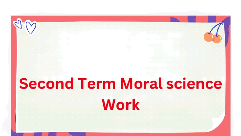 MSc 2nd Term Moral Science Exercise A - Answer Key - Studocu