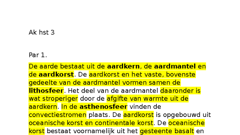 Ak hst 3 VWO 5: Aardkorst, Platentektoniek en Vulkanisme - Studeersnel