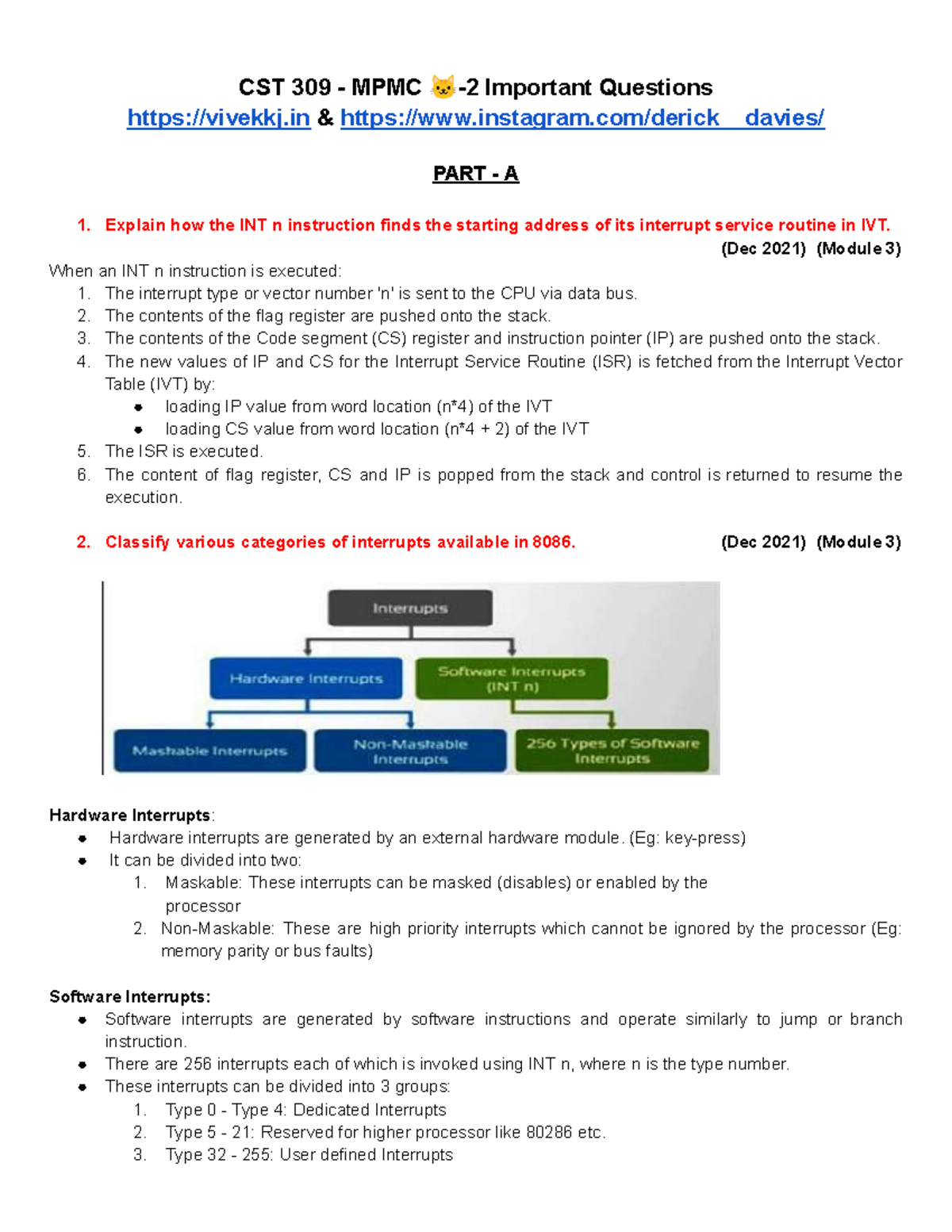 Important Questions CST 309 MPMC Final Exam (Dec 2021) - Studocu