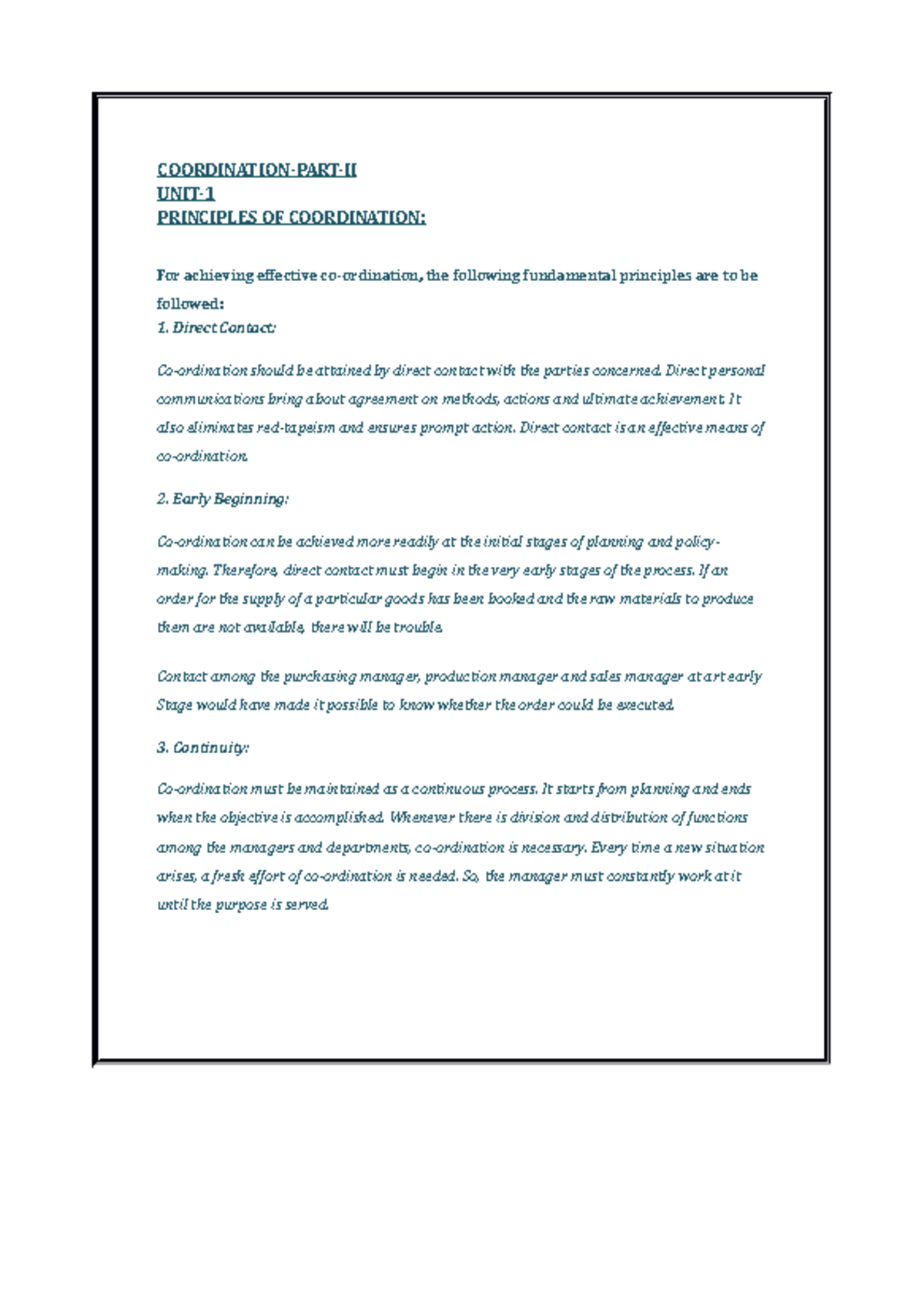 Principles OF Coordination - COORDINATION-PART-II UNIT- PRINCIPLES OF ...