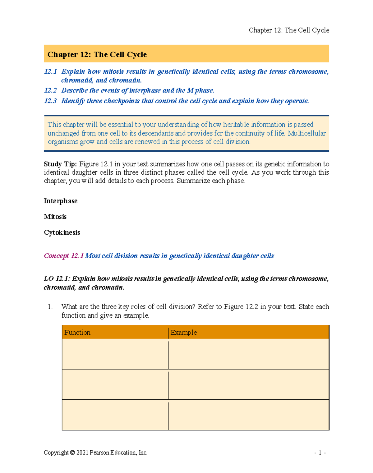 AP Bio reading guides - Copyright © 2021 Pearson Education, Inc. - 1 ...