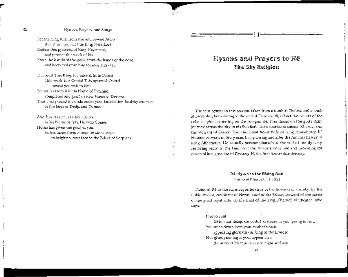 Hymns, Prayers, and Songs: Anthology of Ancient Egyptian Poetry - Studocu