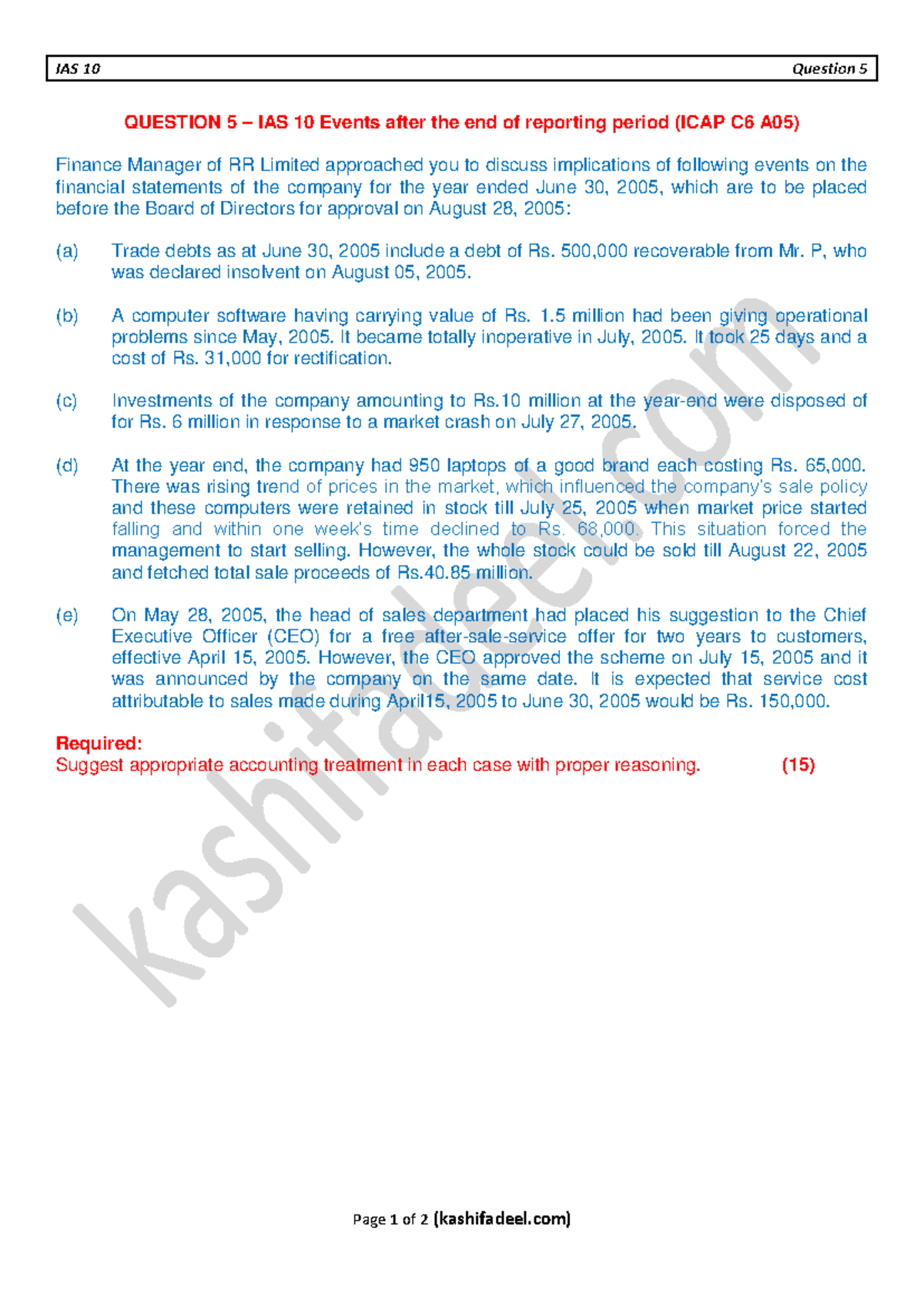 IAS 10 Events After Reporting Period - Accounting Treatment (ICAP C6 ...