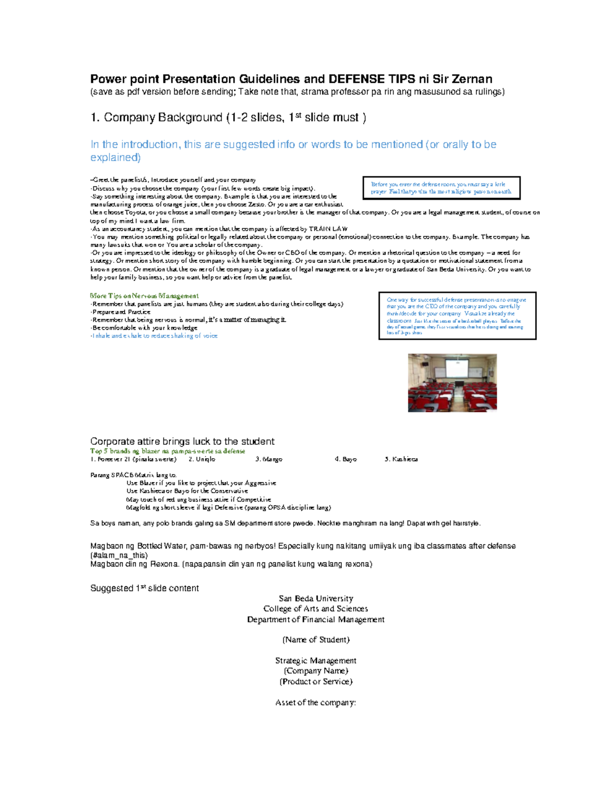 Strama Oral Defense Tips Including PPT Guidelines - Power point ...