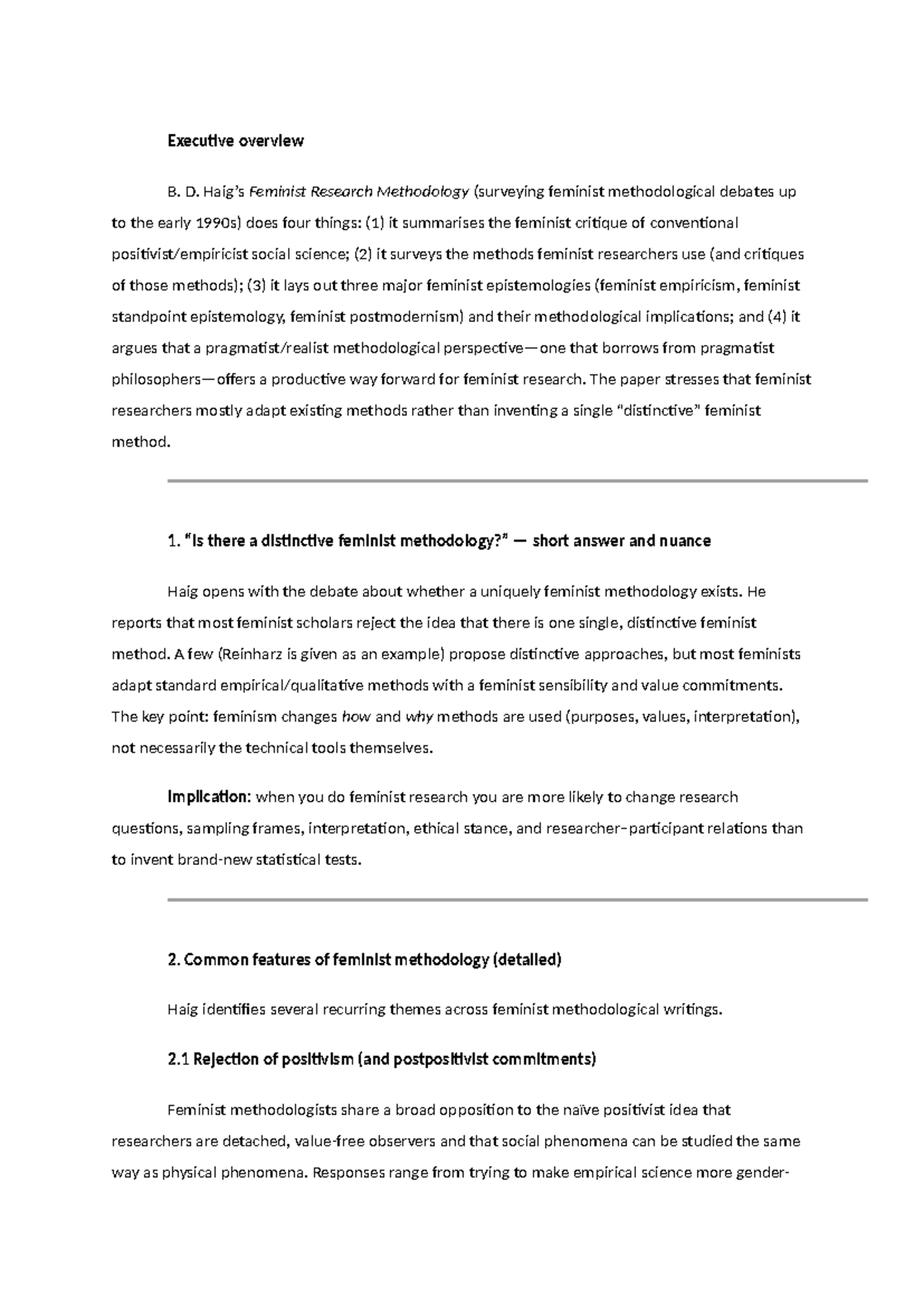 Feminist Research Methodology Overview: Key Themes & Debates - Studocu